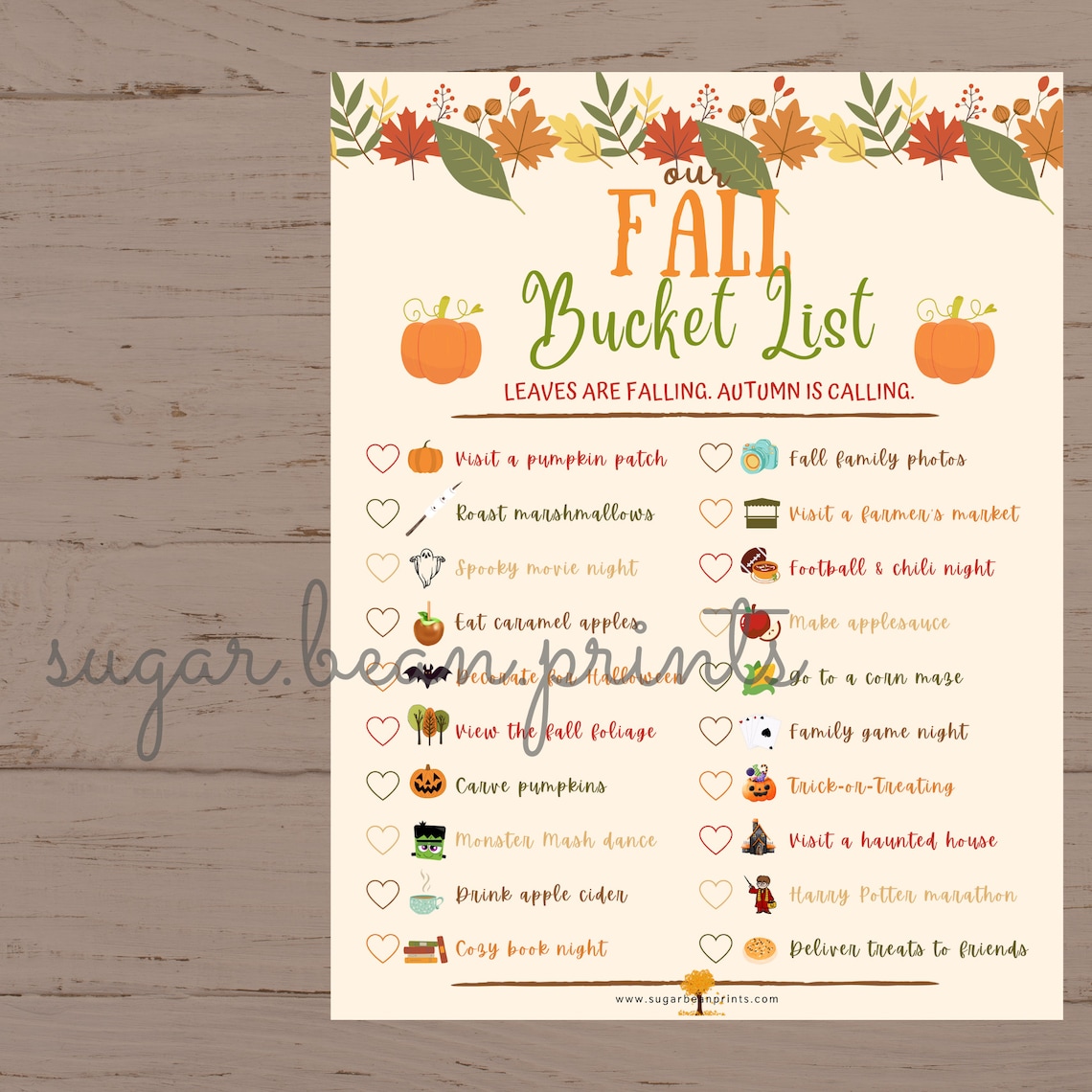 Fall Bucket List Printable | Autumn Family Checklist | Kids Seasonal ...