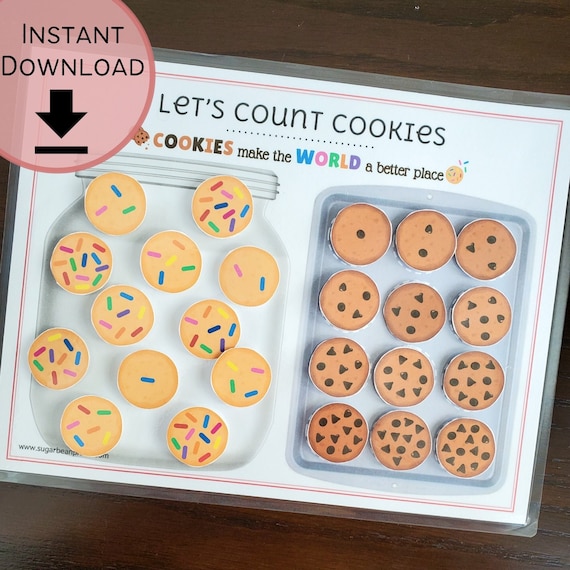 Counting Cookies Printable Activity Preschooler Counting | Etsy