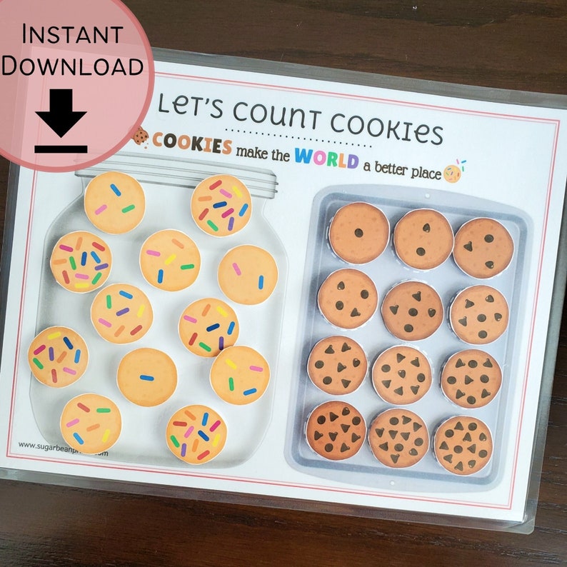 Counting Cookies Printable Activity Preschooler Counting | Etsy