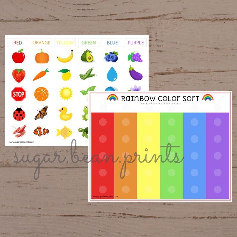 Rainbow Color Sort Printable | Color Match Activity | Preschool Color ...