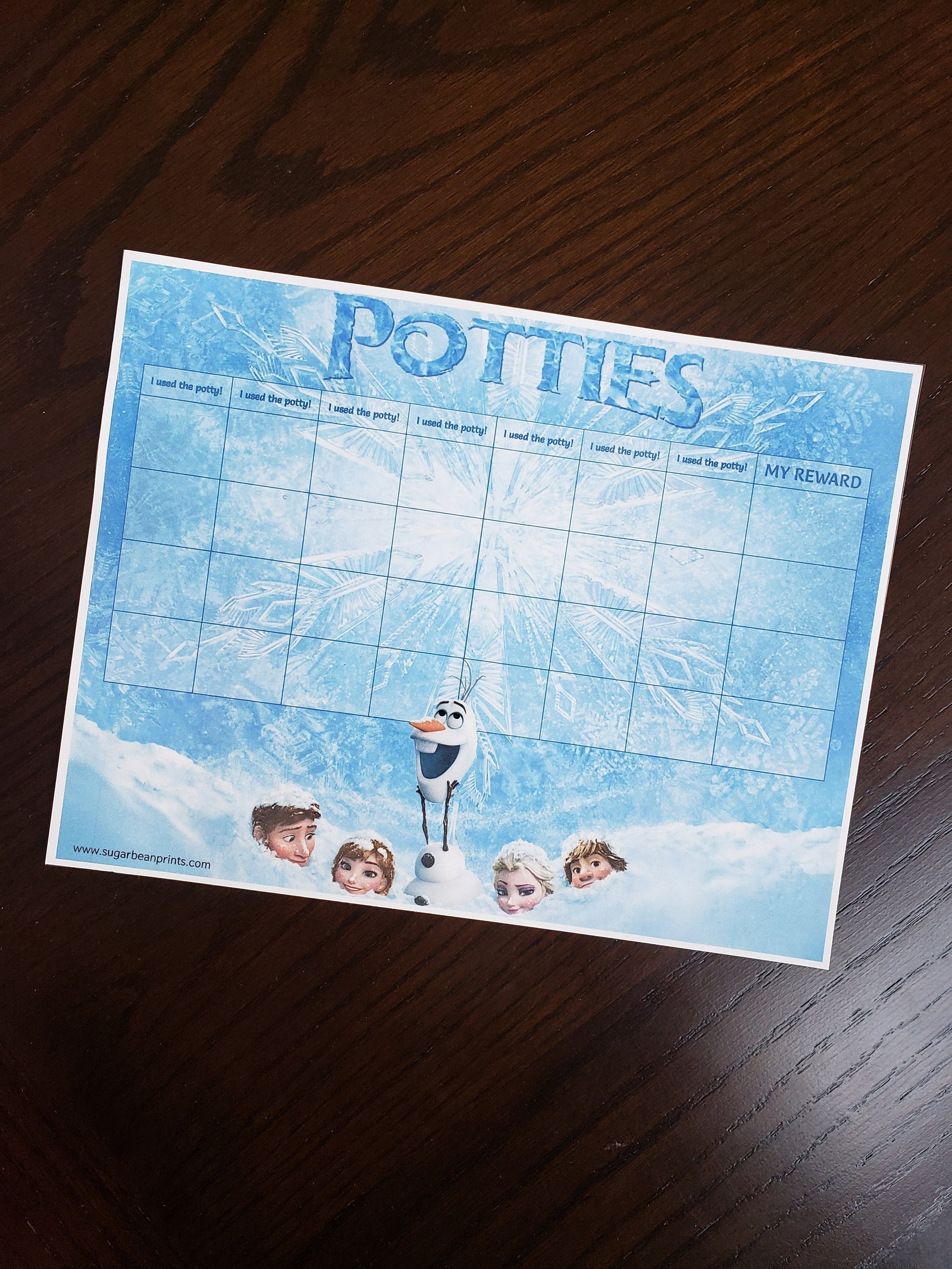 Frozen Potty Training Chart Printable | Anna Elsa Kristoff Sven Olaf ...