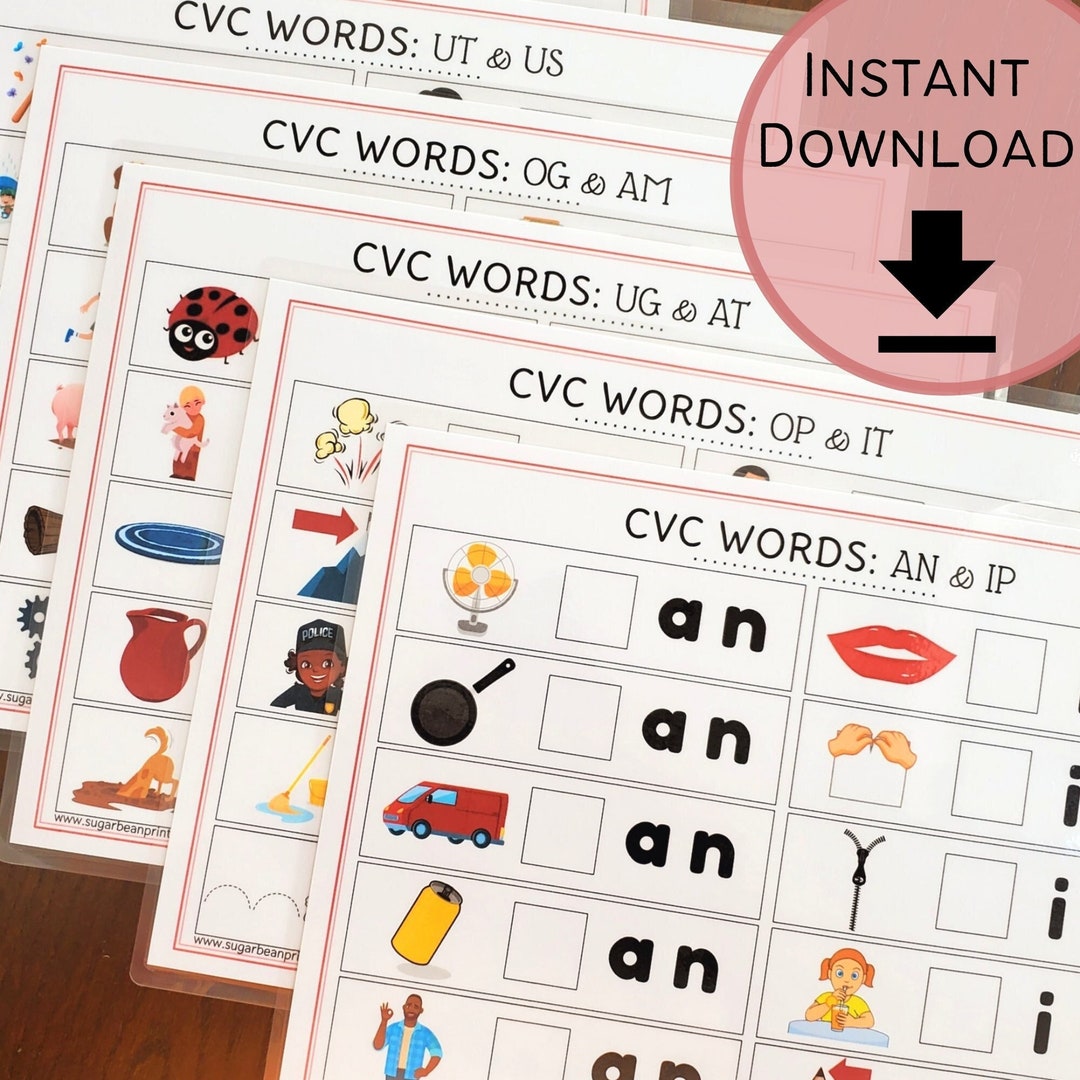 CVC Word Fill Printable Activity | Consonant Vowel Consonant Pattern ...