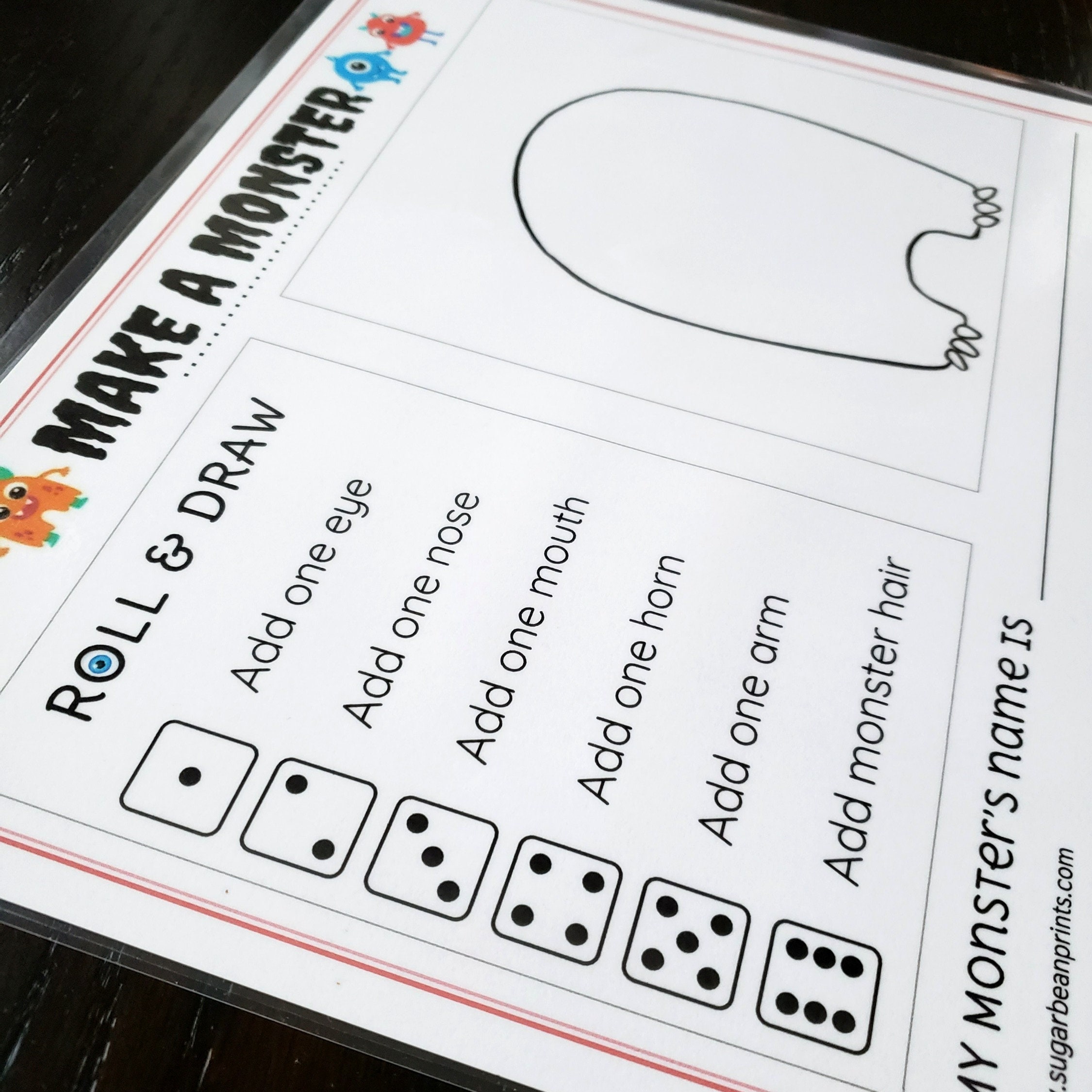 Make a Monster Printable | Roll & Draw Activity for Kids | Preschool ...