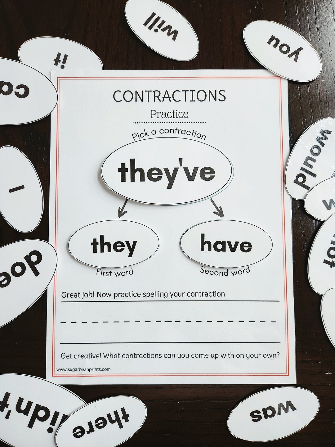 Contractions Match Practice Printable | Word Match Activity | Kids ...