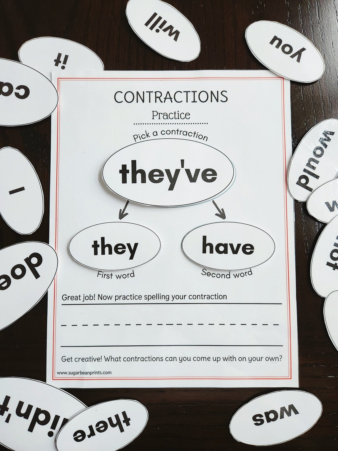 Contractions Match Practice Printable | Word Match Activity | Kids ...