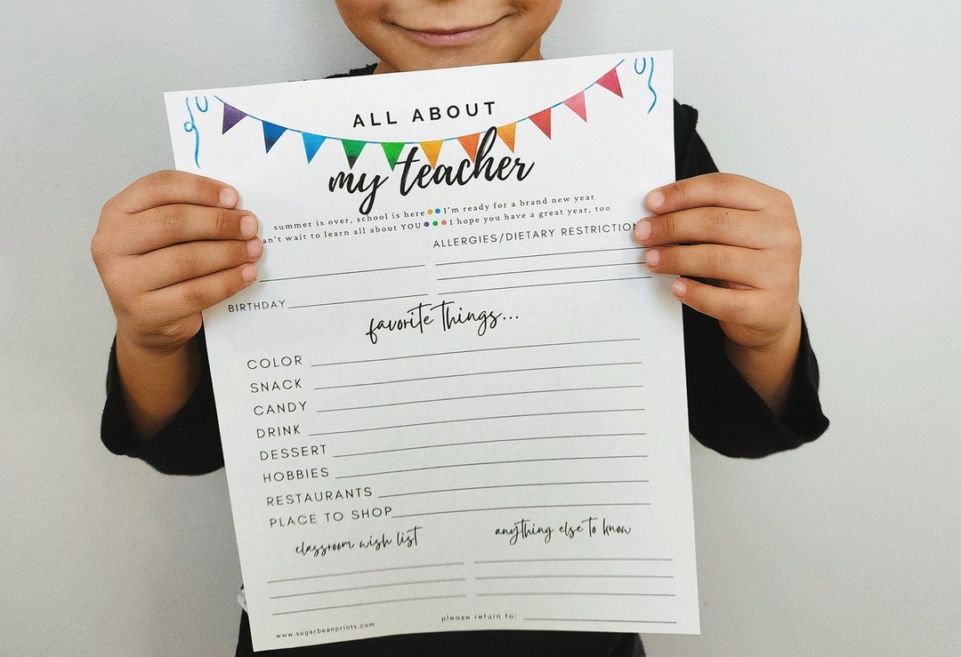 All About My Teacher Questionnaire | Get to Know Your Teacher | Back to ...