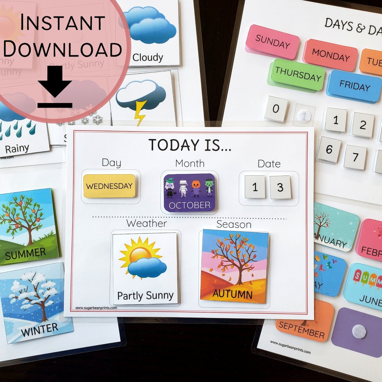 Kids "today Is" Calendar Printable | Kids Daily Calendar | Learning ...
