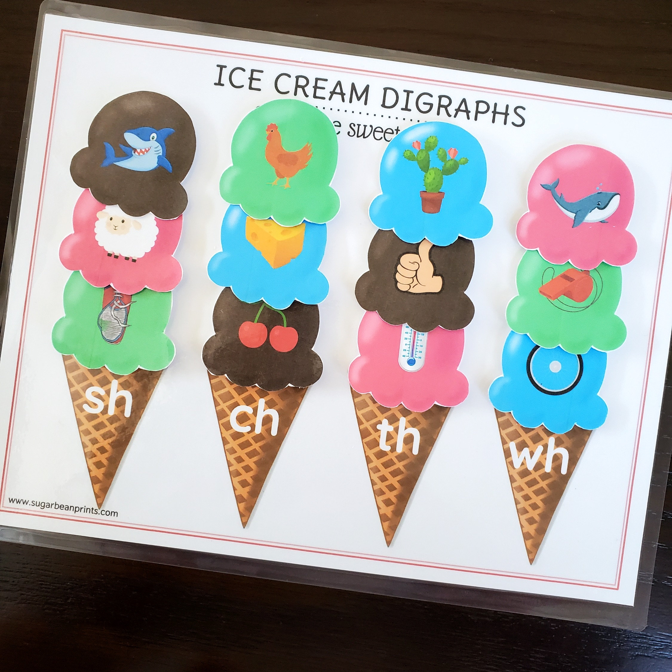 Ice Cream Digraphs | Printable Phonics Reading Practice | Kids Digraph ...