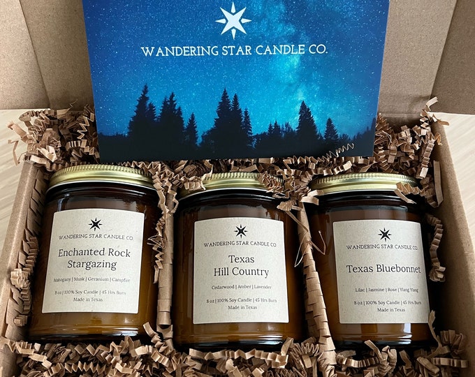 Texas Candle Gift Set: Texas Hill Country Scents, Soy Wax Candles - Etsy