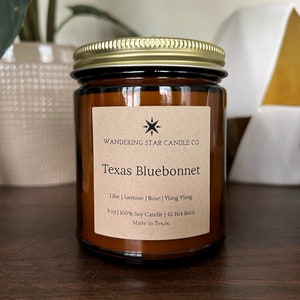 Texas Bluebonnet Candle | Floral Candle | Wildflower Candle | Amber Jar ...