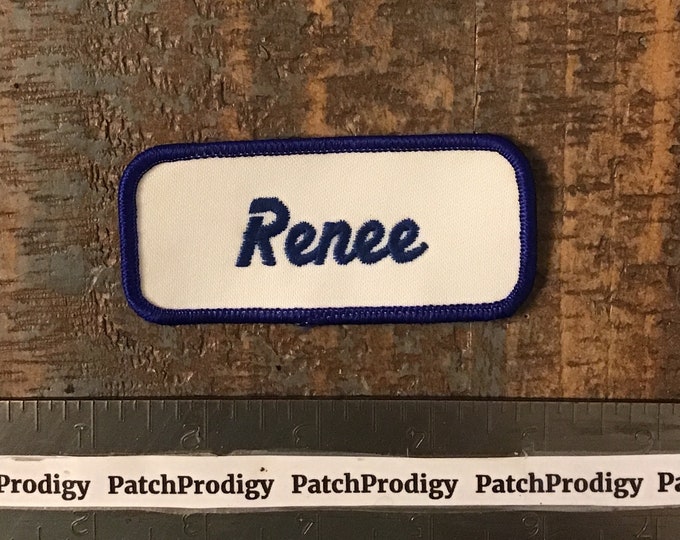 RENEE Vintage Name Tag Work Job Badge Uniform Sew-on Patch Blue/white ...