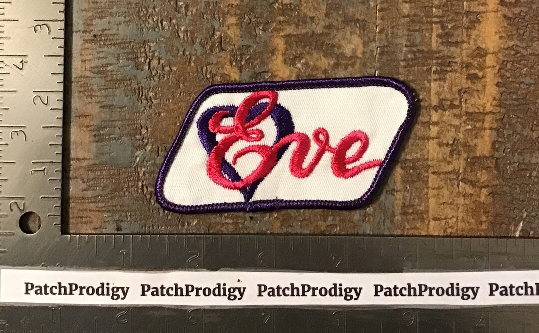 Vintage Eve Name Tag Sew-on Patch Purple/white/red Heart Twill - Etsy