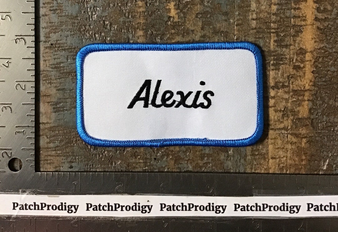 Vintage ALEXIS Name Tag Work Shirt Job Uniform Iron-on Patch White/blue ...