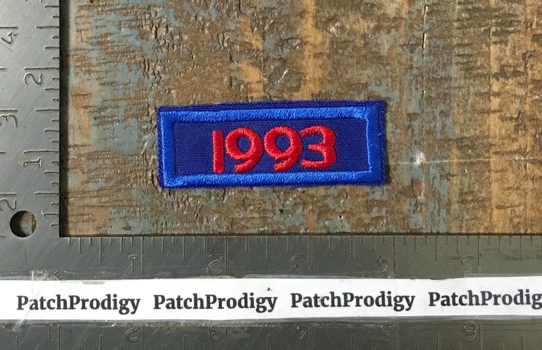 Vintage 1993 Year Date Birthdate Event Embroidered Iron-on Tab Patch ...