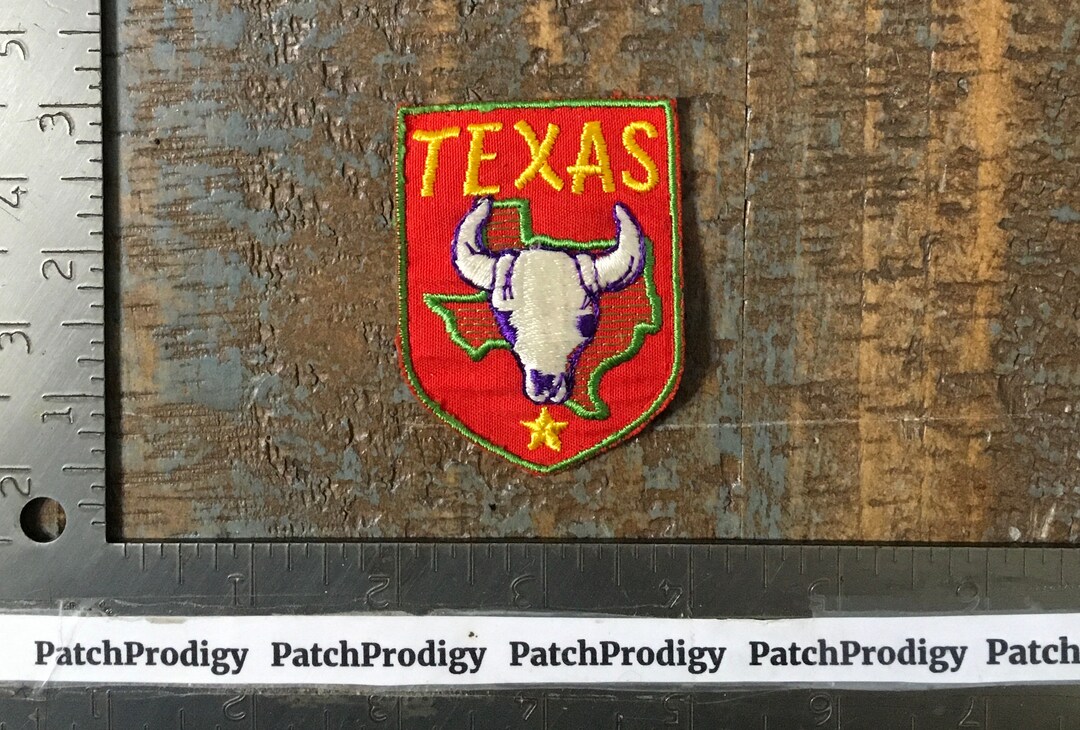 Vintage TEXAS Longhorns Map Outline State Travel Souvenir Iron-on Patch ...