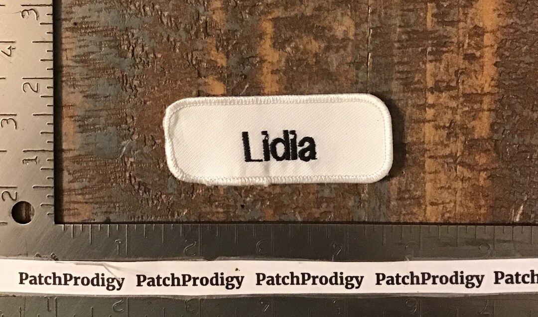 LIDIA Vintage Name Tag Work Job Badge Uniform Sew-on Patch White/black ...