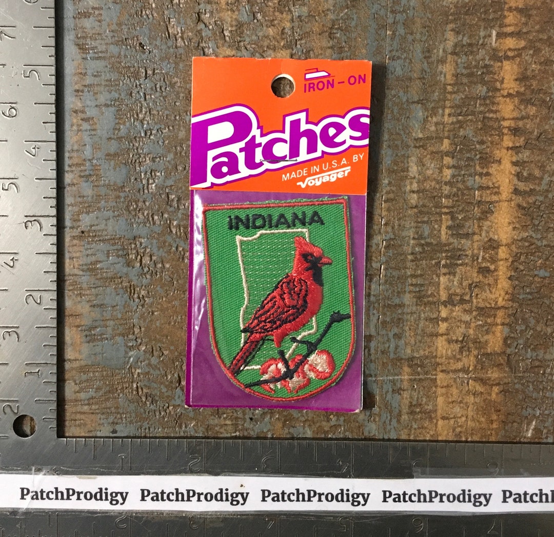 Vintage INDIANA Cardinal State Bird Peony Flower Map Travel Souvenir ...