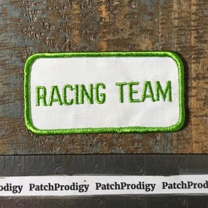 Vintage RACING TEAM Race Car Embroidered Sew-on Patch Green/white 1970 ...