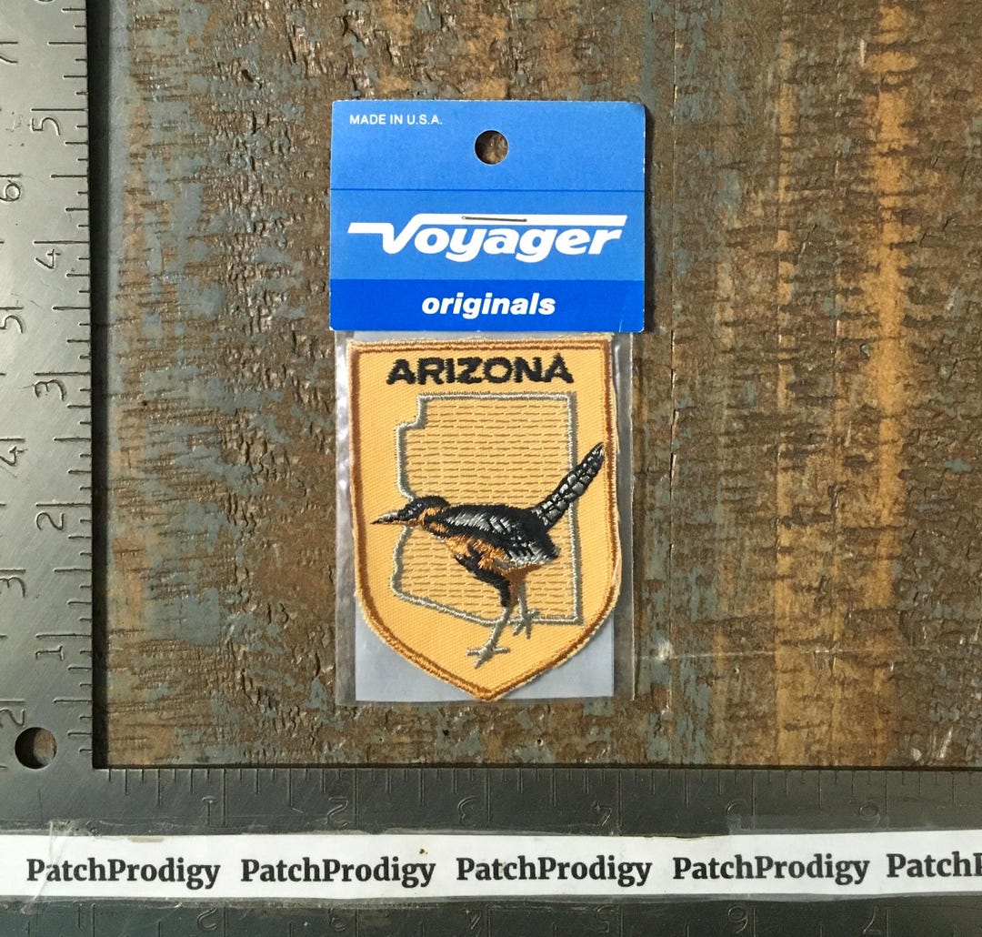 Vintage ARIZONA State Bird Cactus Wren Map Outline Travel Souvenir Sew ...