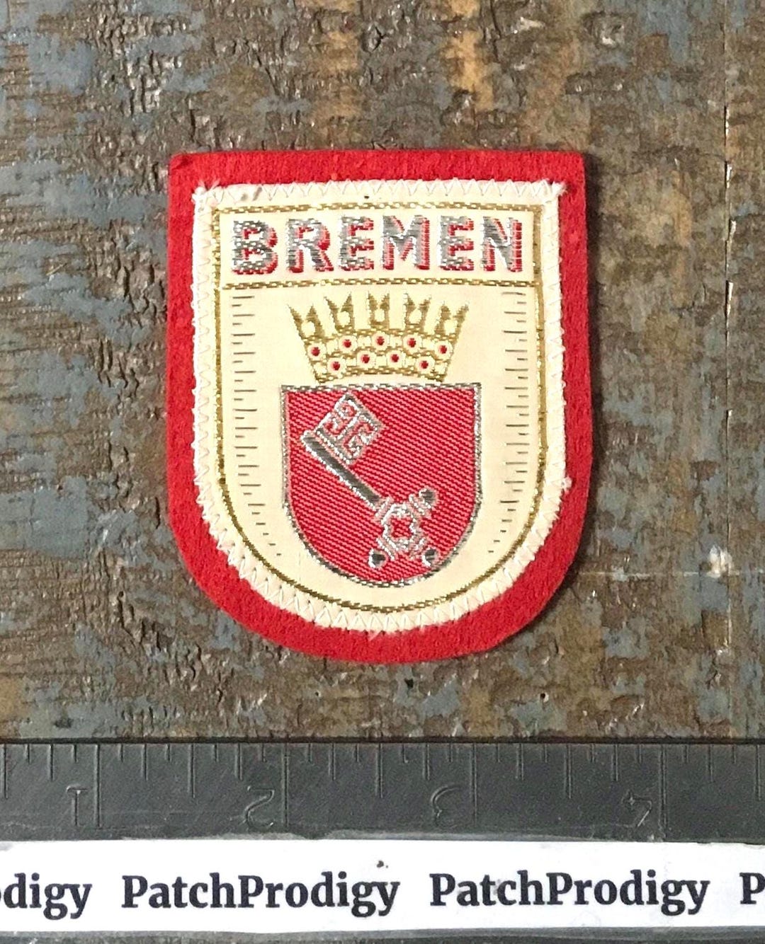 Vintage Bremen Germany Coat of Arms Crest Shield German City Travel Souvenir Woven Sew-on Patch ...