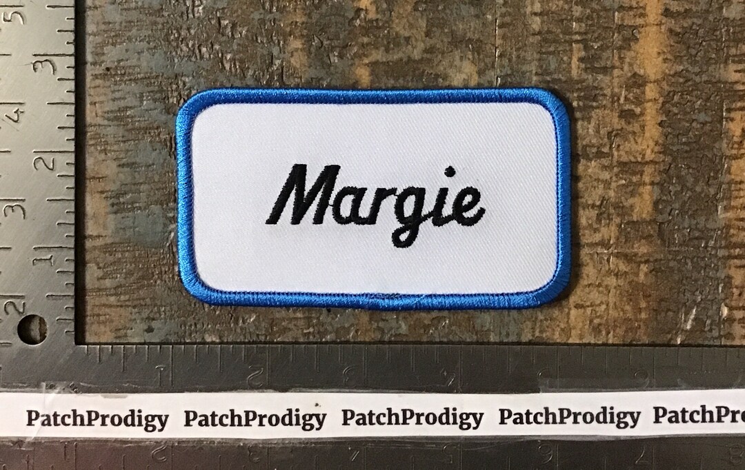 Vintage MARGIE Name Tag Work Shirt Job Uniform Iron-on Patch White/blue ...