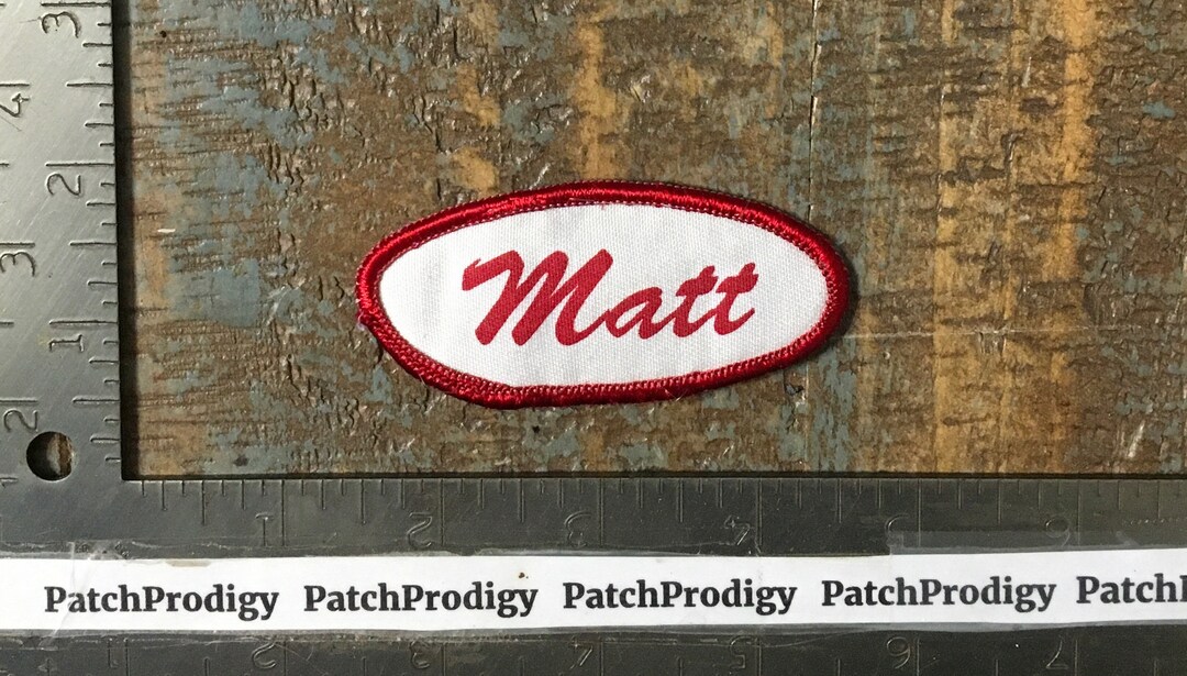 Vintage MATT Name Tag Work Shirt Job Uniform Oval Printed Sew-on Patch ...