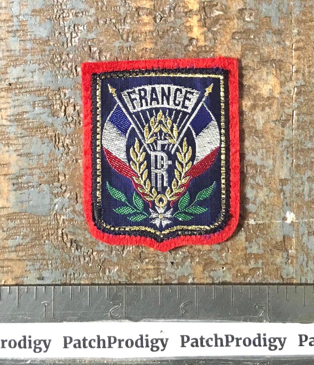 Vintage FRANCE Coat of Arms Crest Shield Flag Travel Souvenir Woven Sew ...