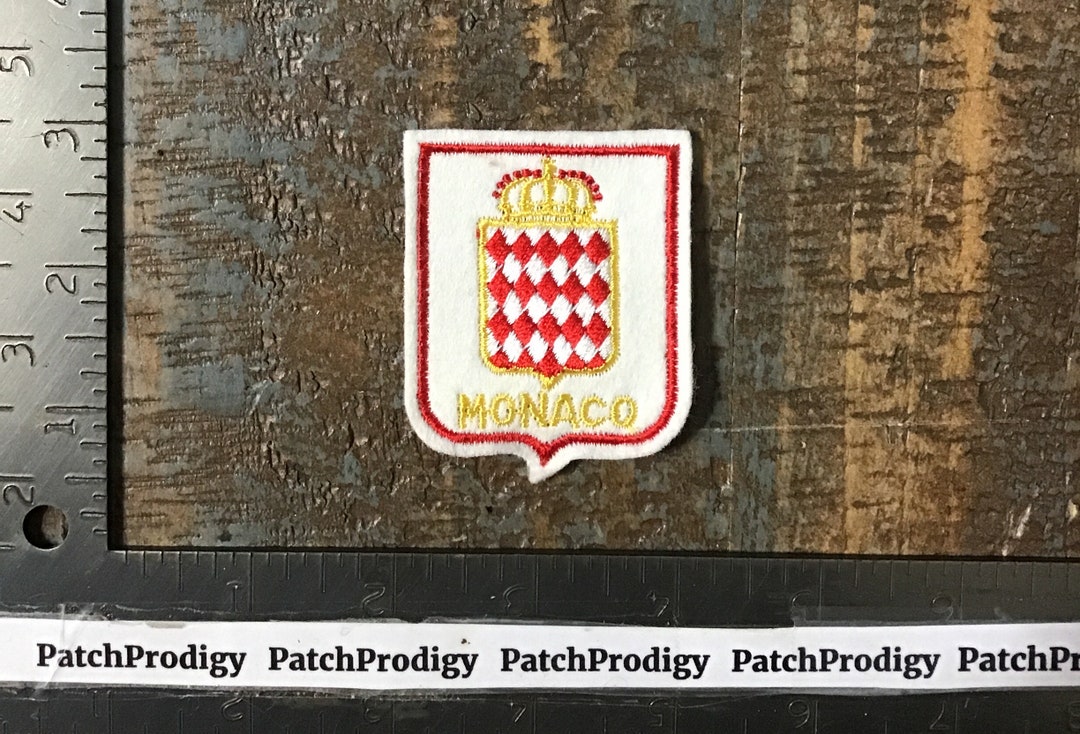 Vintage Monaco Europe Coat of Arms Crest Travel Souvenir Sew-on Patch ...