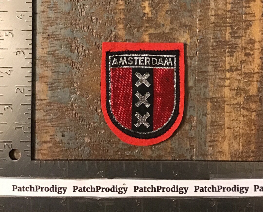 Vintage Amsterdam Flag Emblem Crest Netherlands Travel Souvenir Woven ...