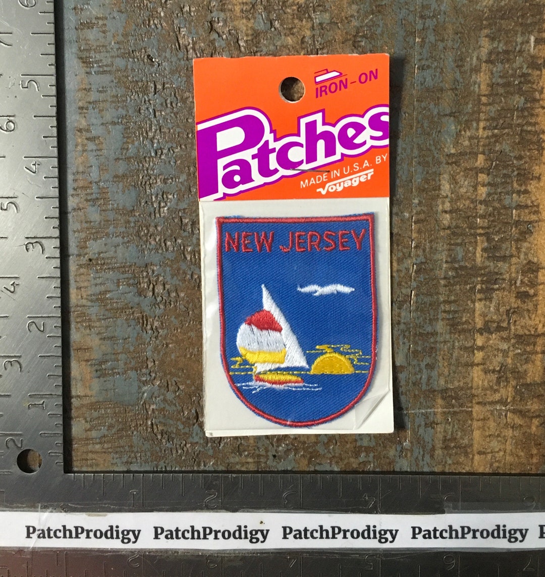 Vintage NEW JERSEY Sailboat Bird Ocean State Travel Souvenir Iron-on ...