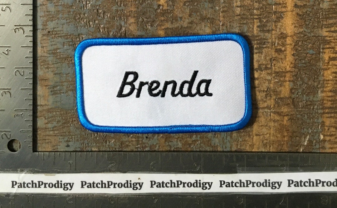 Vintage BRENDA Name Tag Work Shirt Job Uniform Iron-on Patch White/blue ...