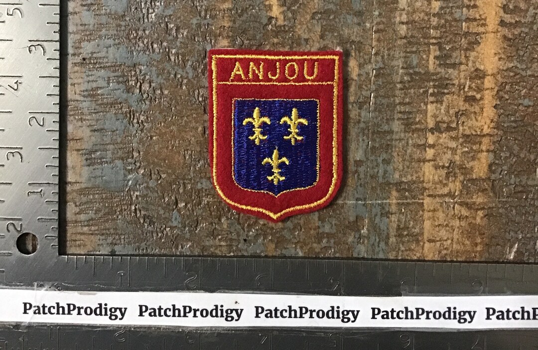 Vintage ANJOU France Coat of Arms Crest Shield Travel Souvenir Sew-on ...