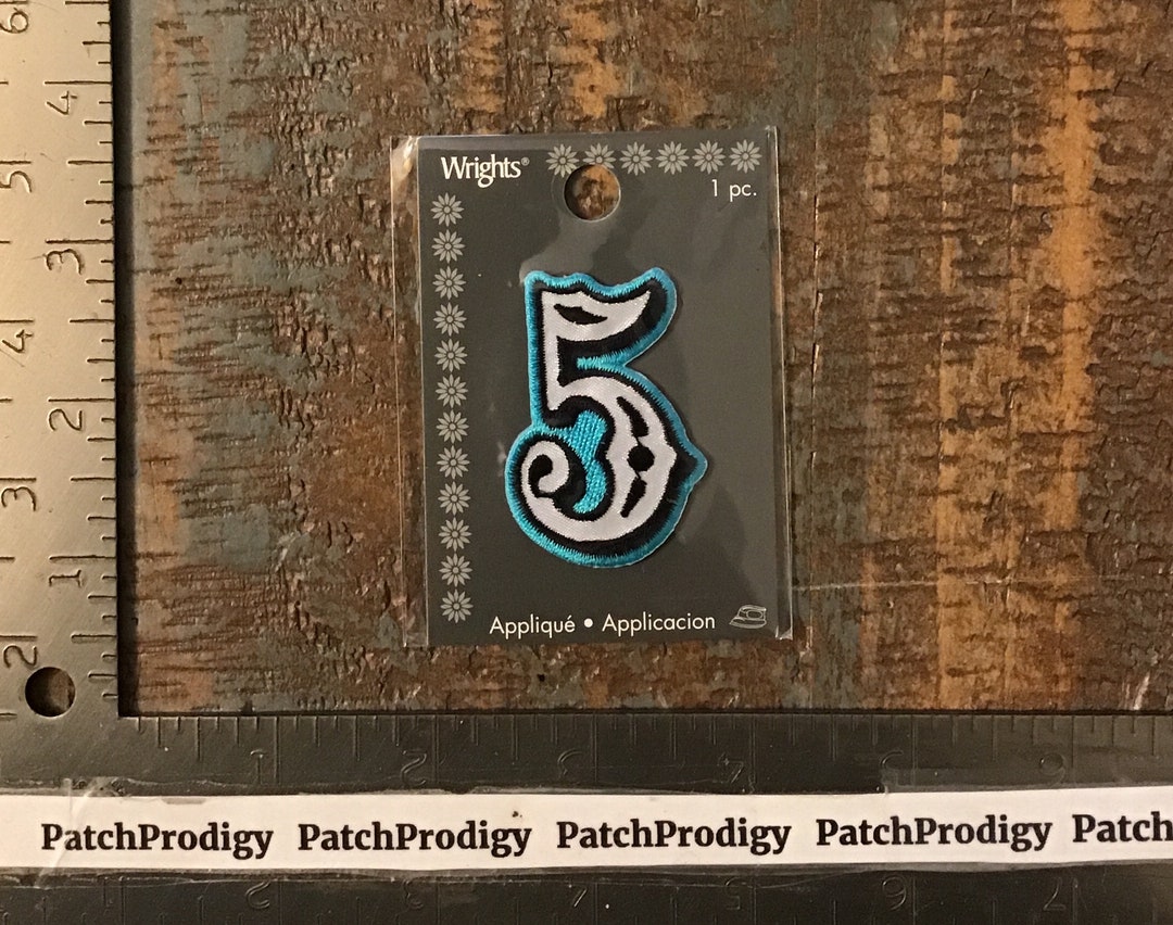 Vintage Number 5 Five Iron-on Appliqué Patch 5 MIP White Black Teal - Etsy