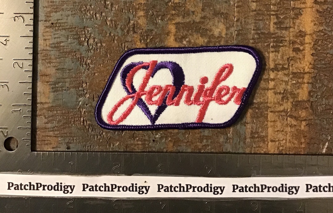 Vintage Jennifer Name Tag Sew-on Patch Purple/white/pink Heart Twill - Etsy