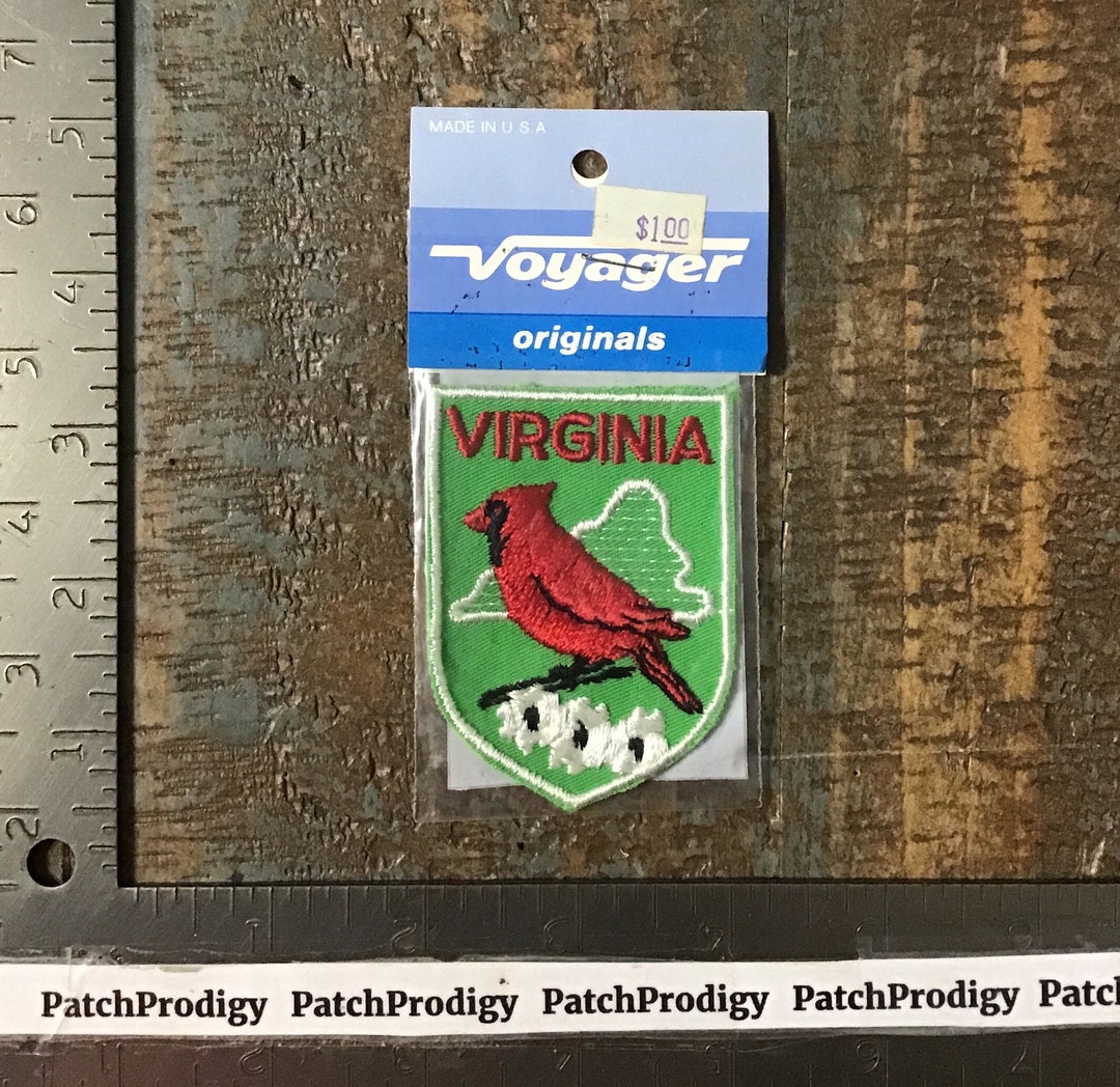 Vintage Virginia State Bird Flower Map Travel Souvenir Sew-on Patch ...