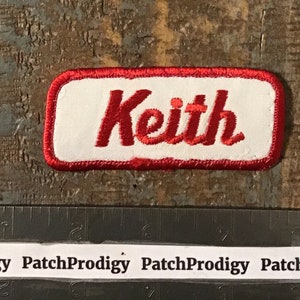 Vintage KEITH Name Tag Work Job Uniform Rectangle Iron-on Patch Red ...