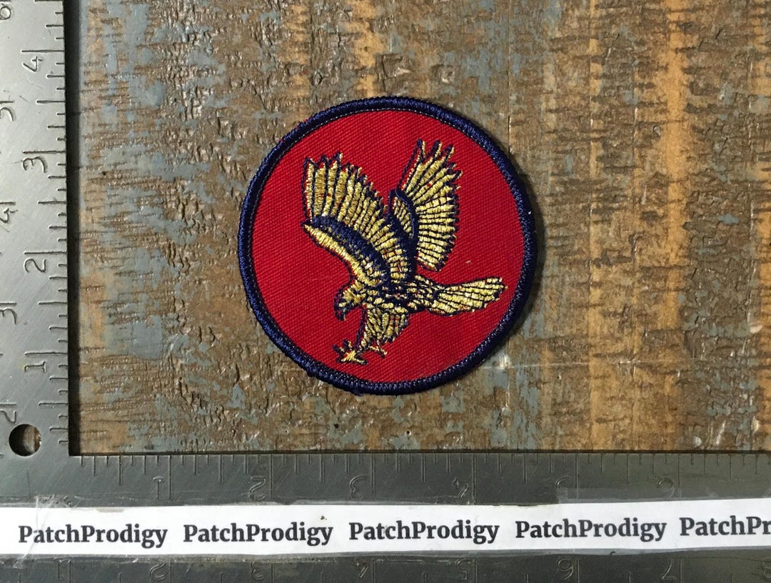 Vintage BALD EAGLE Flying Soaring Bird Embroidered Sew-on Patch Gold ...