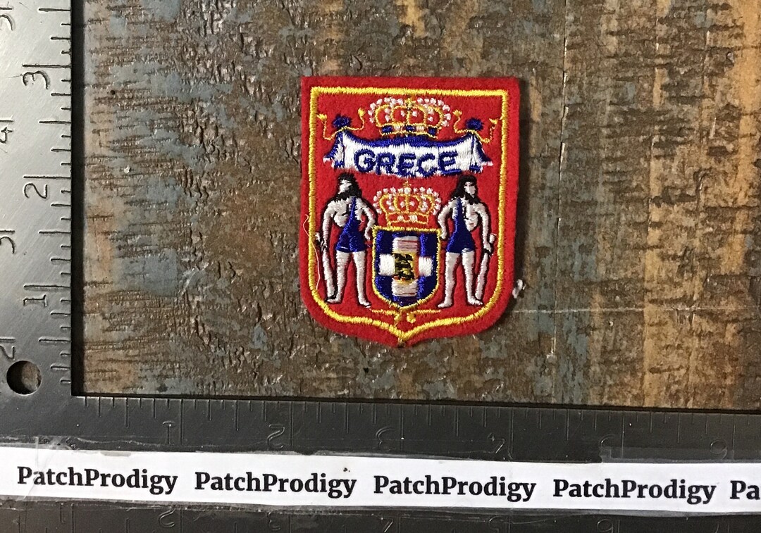 Vintage GRECE Greece Coat of Arms Crest Shield Travel Souvenir Sew-on ...