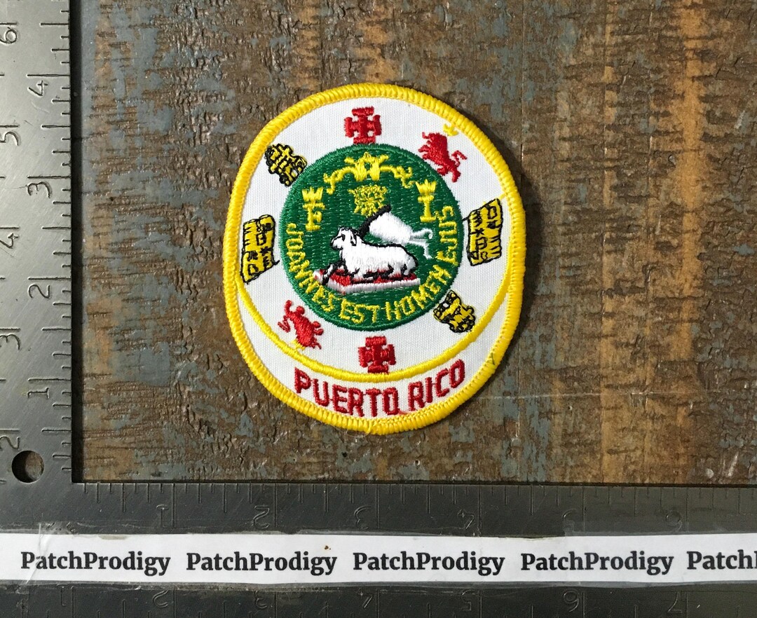 Vintage PUERTO RICO Coat of Arms Crest Shield Travel Souvenir Iron-on ...