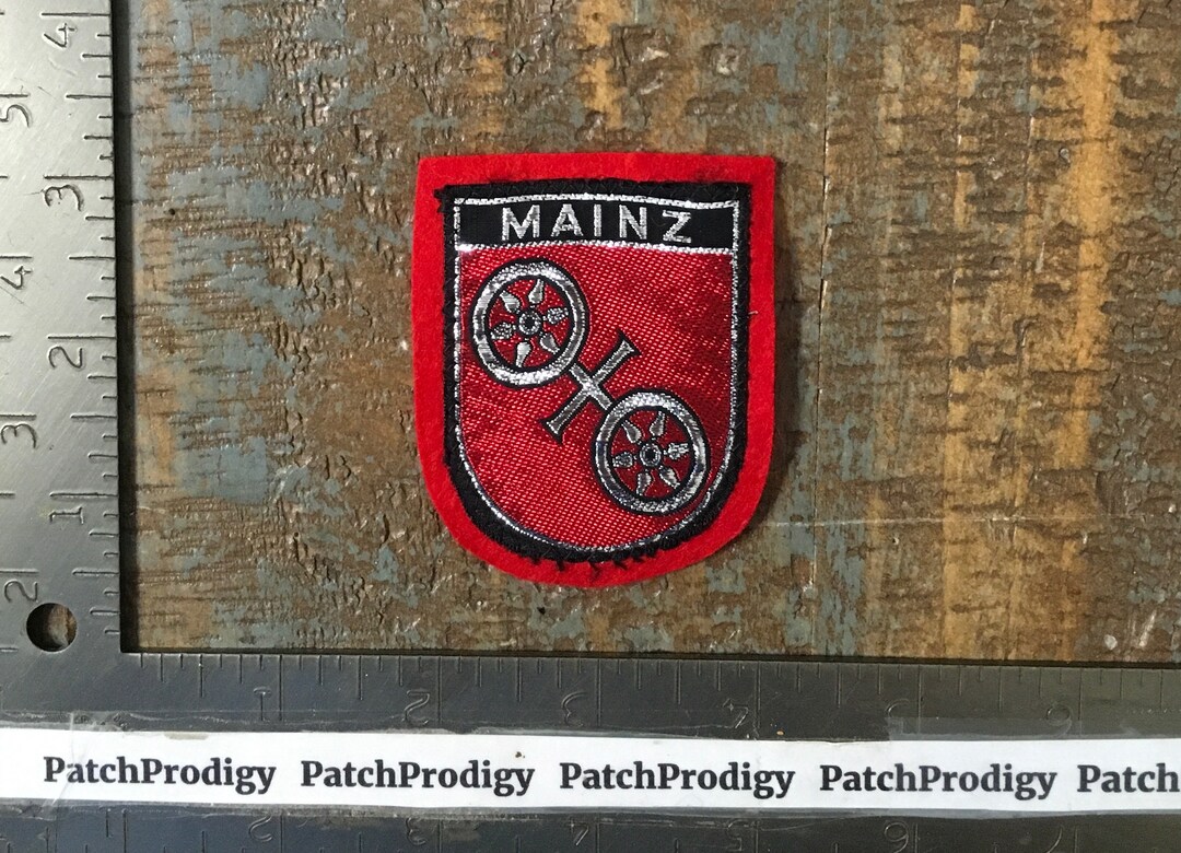 Vintage MAINZ Germany Coat of Arms Crest Shield Travel Souvenir Woven ...