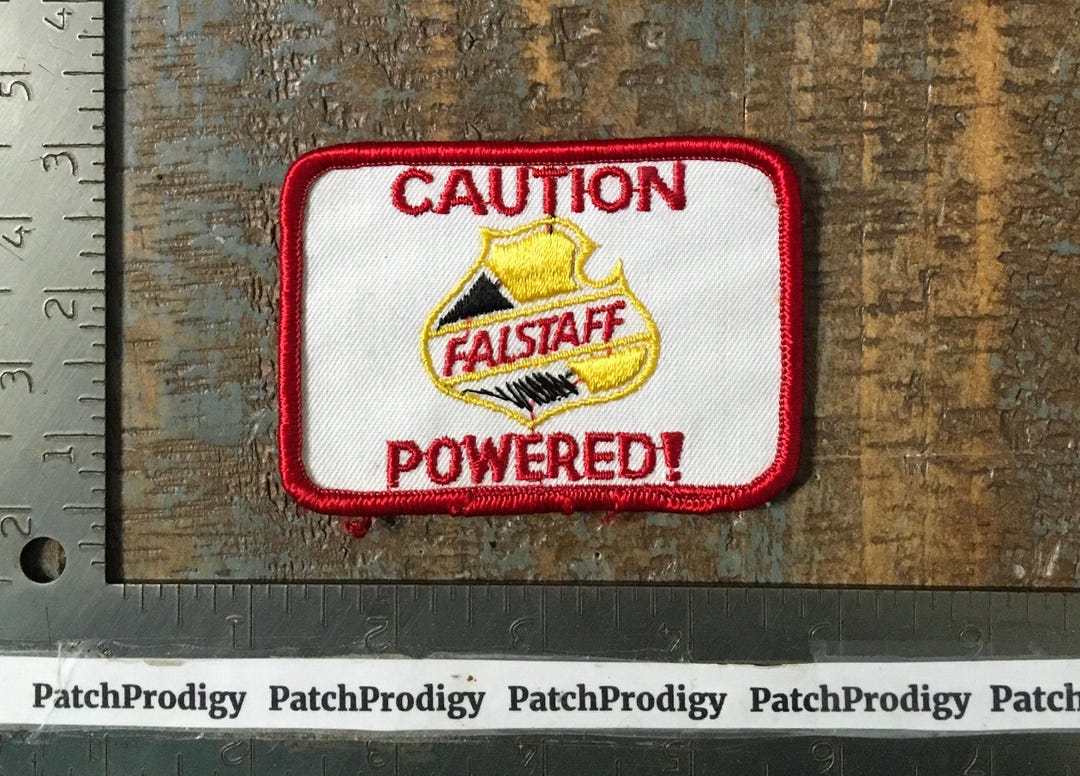 Vintage Caution FALSTAFF Powered Beer Brewing Company Logo Embroidered ...