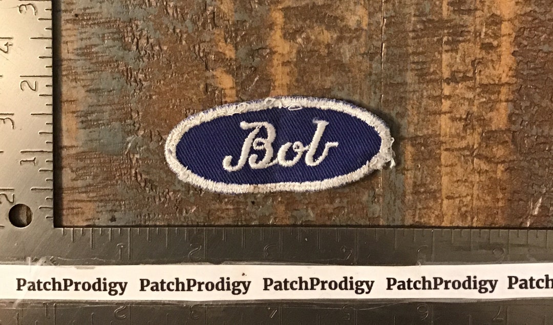 Vintage BOB Name Tag Work Shirt Job Uniform Sew-on Patch Blue/white ...