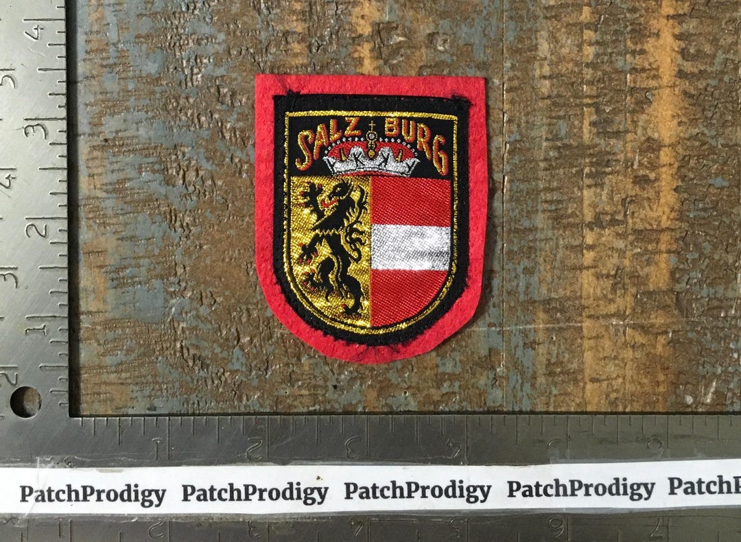 Vintage SALZBURG Austria Coat of Arms Crest Shield Travel Souvenir Woven Sew-on Patch Austrian ...