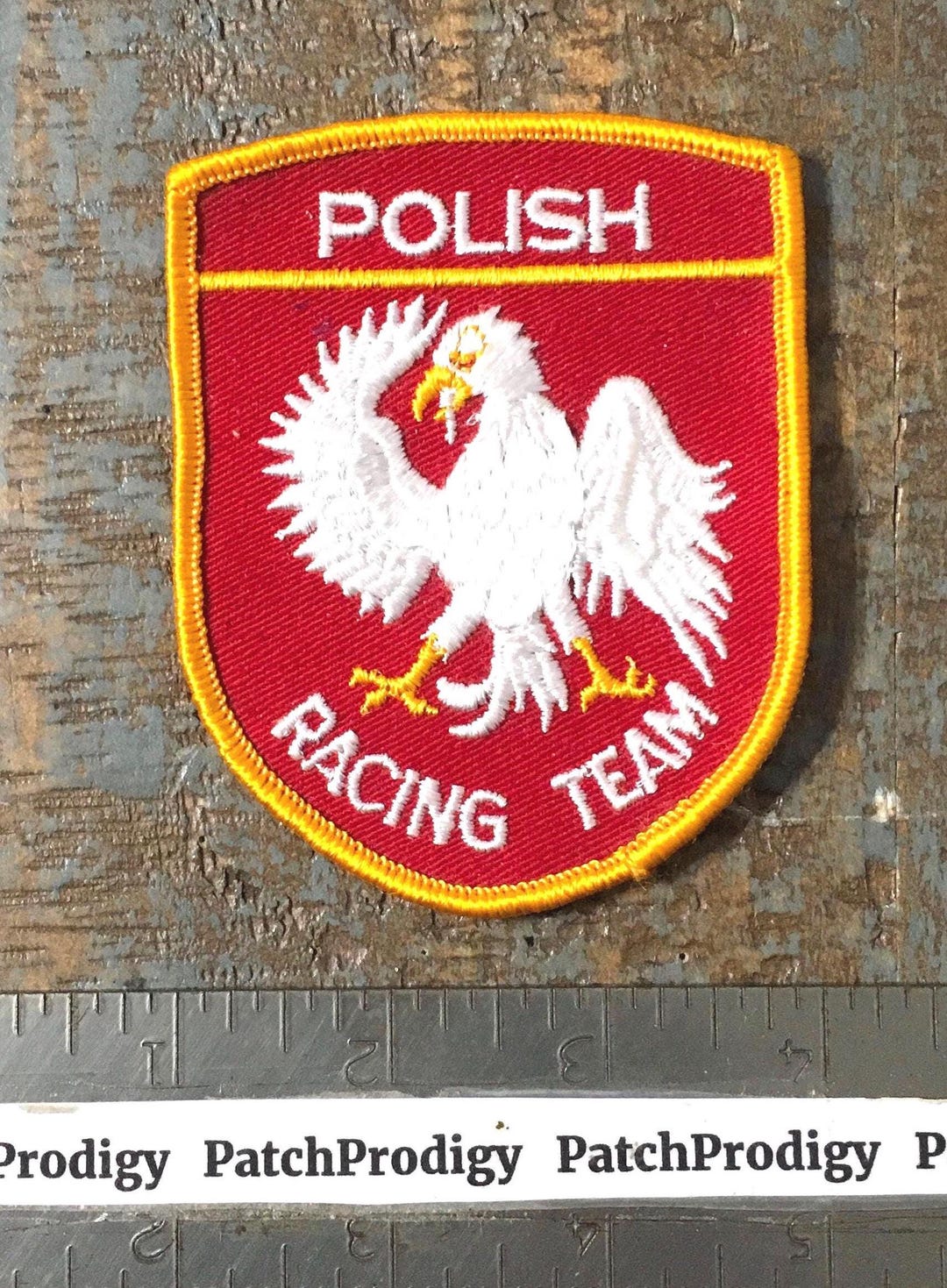 Vintage POLISH RACING TEAM Poland Flag Coat of Arms Crest Shield Eagle ...