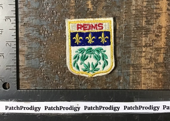 Vintage REIMS France Coat Of Arms Crest Shield Travel… - Gem