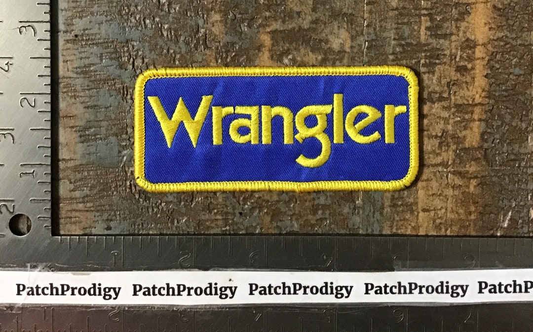 Vintage WRANGLER Jeans Apparel Rodeo Cowboy Racing Company Logo Iron-on ...