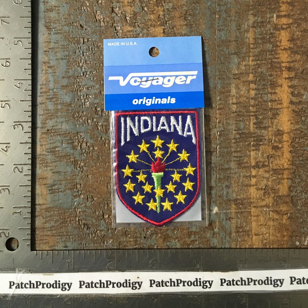 Vintage Indiana State Flag Emblem Stars Torch Travel Souvenir ...