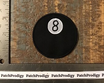 FLAMING EIGHT BALL Patch Iron-on Embroidered Applique Billiards Pool ...