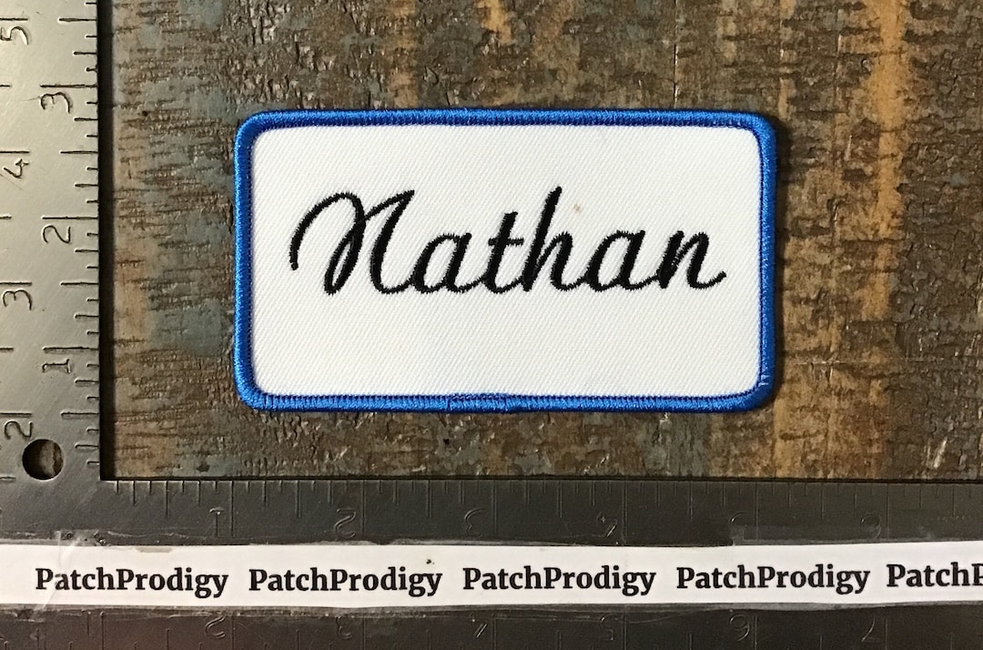 Vintage NATHAN Cursive Name Tag Work Shirt Job Uniform Iron-on Patch ...