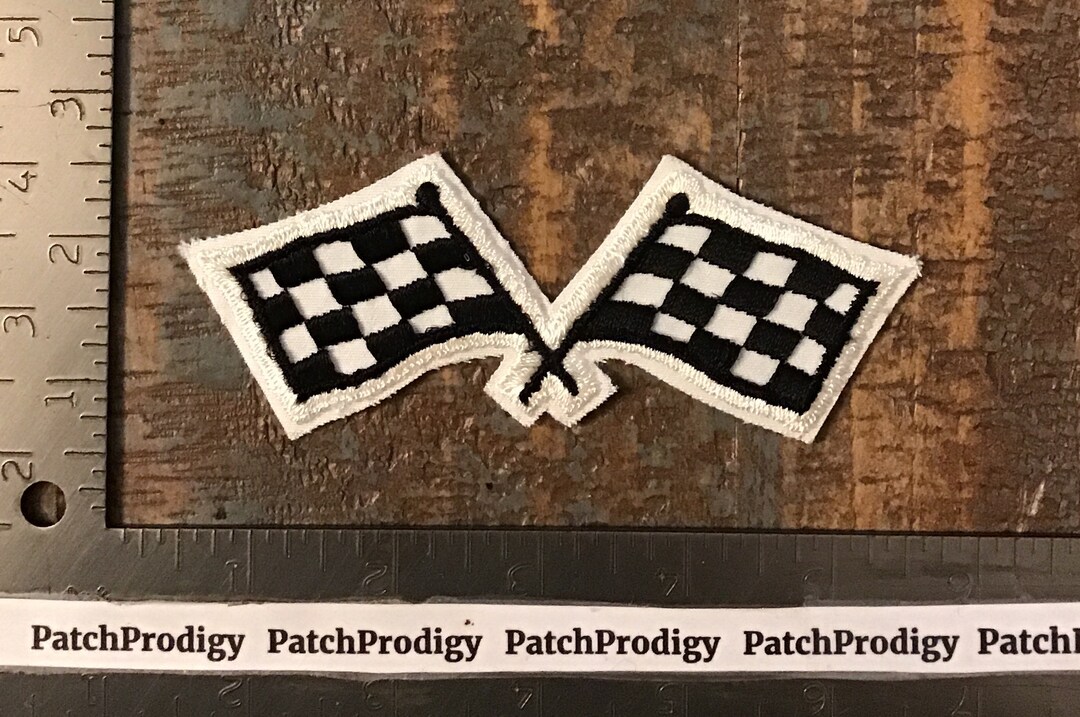 Vintage Checkered Flags Automotive Car Racing Sew-on Patch Black/white ...